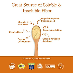 Fera Pet Organics Pumpkin Plus Fiber Supplement for Pets - Vet Created - Dog & Cat Regularity & Gut Function - Organic Pumpkin Seeds, Flax Seeds - 90 Scoops​