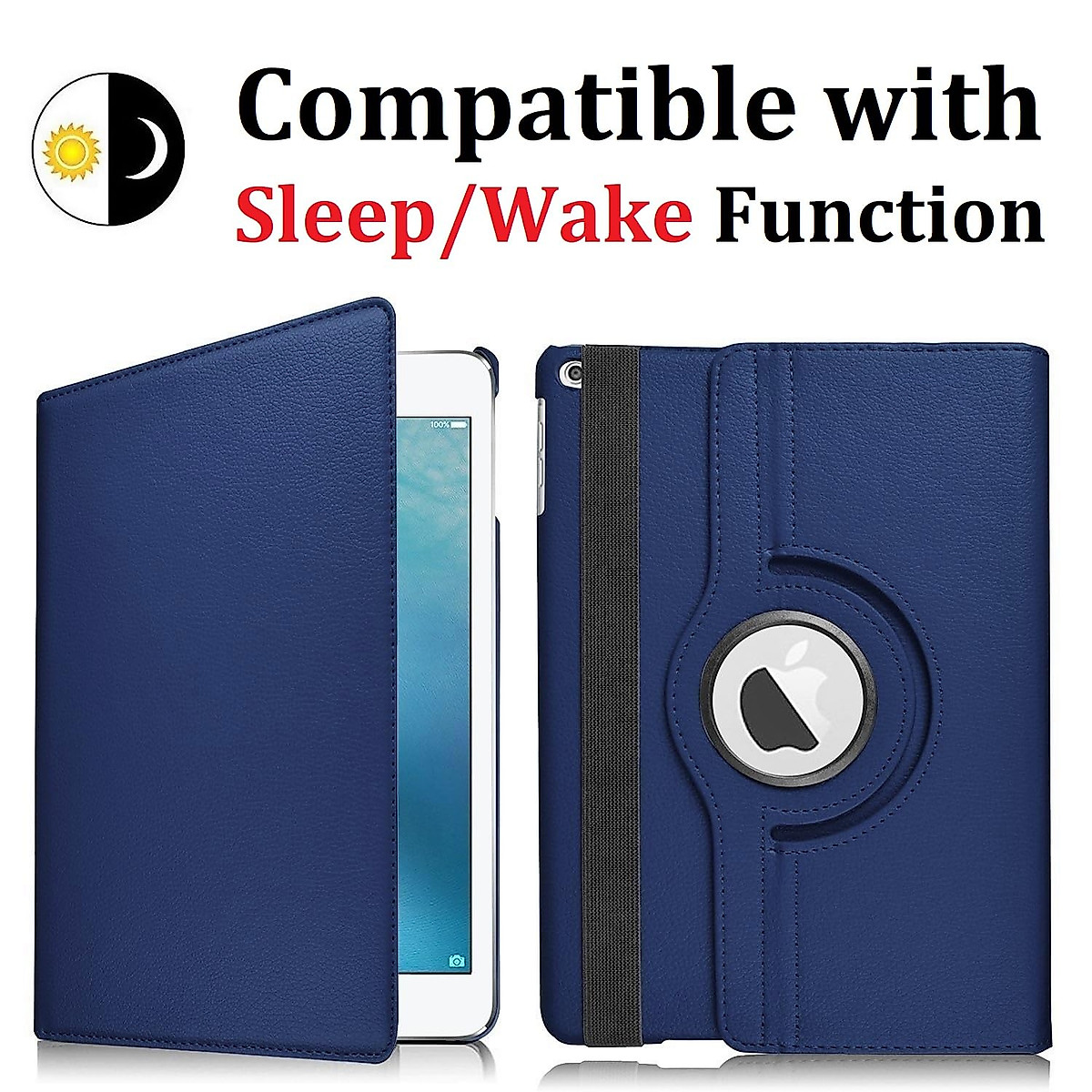 Vultic [Rotating] Case for iPad Pro 12.9 inch [1st/2nd Gen 2015/2017], 360 Degree Stand [Auto Sleep/Wake] Folio Leather Smart Cover (Black)