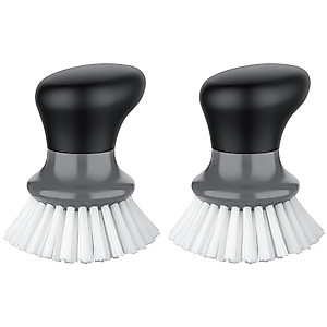 MR.SIGA Dish Scrub Brush, Palm Brush Dish Scrubber with Ergonomic Grip, Kitchen Brushes for Dishes, Gray, Pack of 2