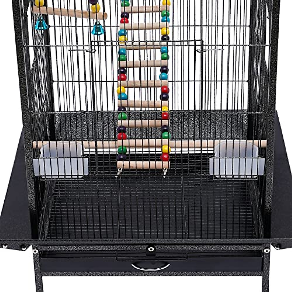 Bird Cage Open Top Standing,Parrot Cage with Rolling Stand,Large Bird Flight Cage for Parekette Cockatiel Finch Macaw Cockatoo Pet House 22.8 * 22.8 * 39.9"