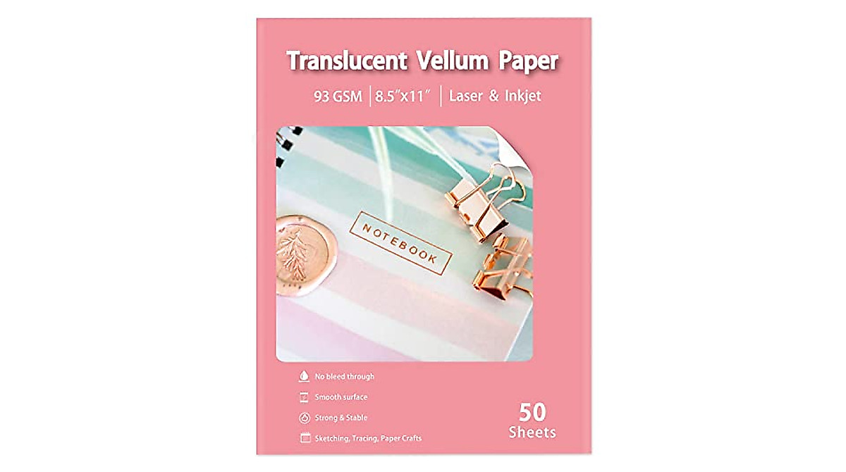 Translucent Vellum Paper - 50 Printable Sheets (8.5x11)