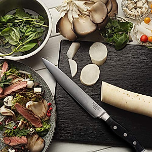 Professional 15-Piece German High Carbon Stainless Steel Kitchen Knife Set, Ocean Series Premium Forged Full Tang Chef Knives Set with Rubber Wood Block, Black