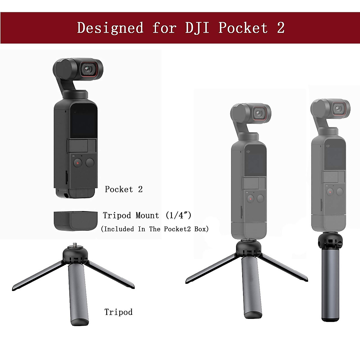 Darkhorse Multifunctional Lightweight Aluminun Alloy Desktop Tripod for osmo Pocket 2 Action Camera (Mini, Titanium)