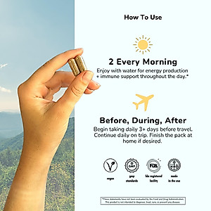 Co-Pilot All-in-1 Travel Supplement: Jet Lag Prevention + Ashwagandha, Rhodiola, D3+ for Immune Support, Energy, Digestive Health | Airplane Travel Essentials Multivitamin - Vegan | 60 Count