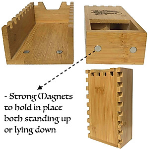 Bamboo Dice Tower | Special Edition Wooden Rolling Case | Perfect for DM's, Mini Games, RPG Players, DND, Dungeons and Dragons | Foldable Handcrafted Wood Die Roller Castle | Collapsible Dice Chest