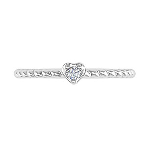 FINEROCK 0.05 cttw Diamond Promise Ring Band in 10K White Gold - IGI Certified (Ring Size 4) (I1-I2 Clarity)