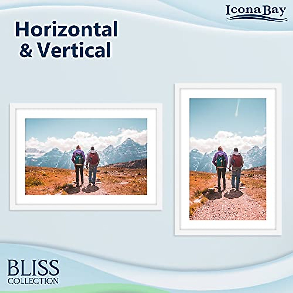 Icona Bay 11x17 White Picture Frame Fits 16x10 Photos with Mat to 9x14 Image, Modern Style Wood Composite Poster Frame, Wall Mount Only, Bliss Collection