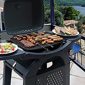 MASTER COOK Gas Grill, BBQ Propane Gas Grill with Side Tables Grill Cart, Portable Tabletop Gas Grill for Patio, Beach, Picnic, Outdoor Camping
