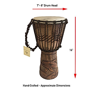 JIVE Djembe Drum African Bongo Congo Wood Drum Deep Carved Solid Mahogany Goat Skin Professional Quality 16" High (Dolphin)