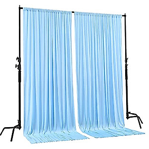 AK TRADING CO. 10 feet x 10 feet Polyester Backdrop Drapes Curtains Panels with Rod Pockets - Wedding Ceremony Party Home Window Decorations - Light Blue (DRAPE-5X10-LTBLUE)