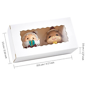 50 Pack Mini Cookie Boxes with Clear Window, 4.17 x 2.16 x 1.37 Inches White Kraft Paper Gift Boxes Bakery Boxes for 2 Macaron Treats Pastry