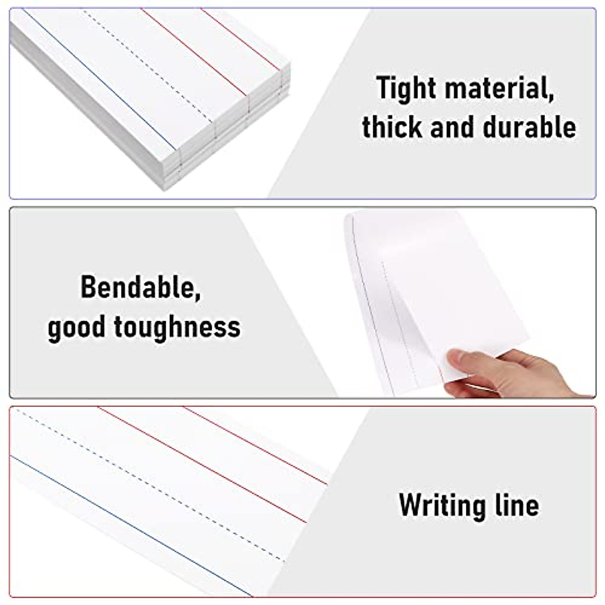 Dry Erase Sentence Strips for Teacher Ruled Sentence Strips Word Writing Strips 16 x 3 Inches White Sentence Strips for Kids Toddlers Students Classroom Supplies (100 Sheet)
