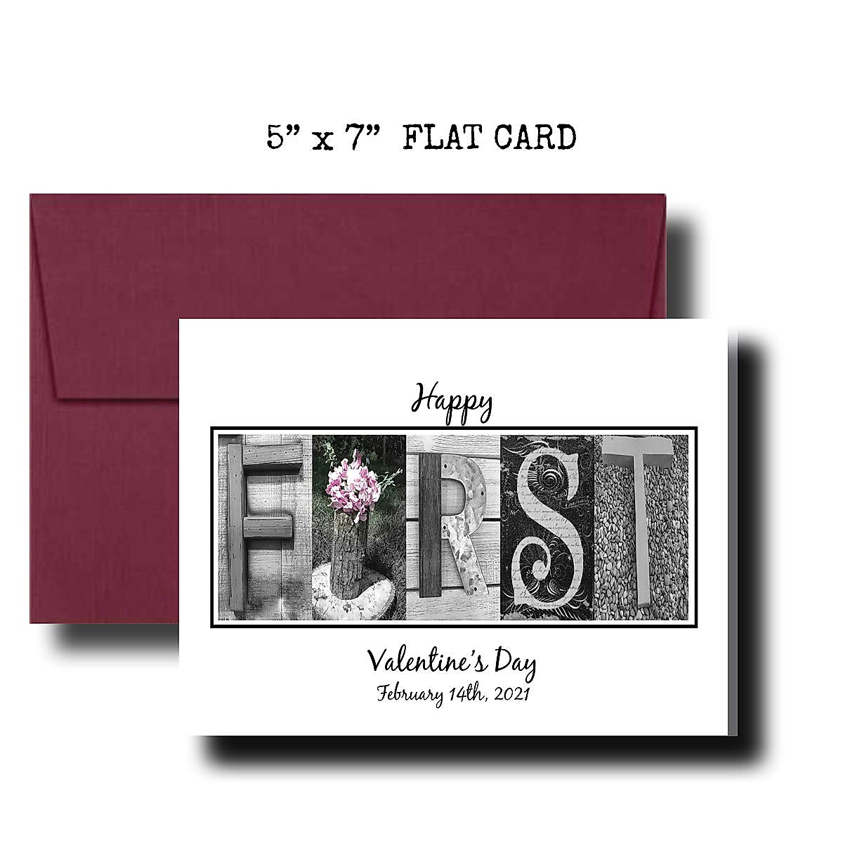 First Valentines Day Card, FLAT CARD, Personalized, Couples Gift, Husband Wife Girlfriend Boyfrind