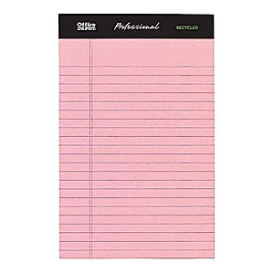 Office Depot Professional Legal Pad, 5in. x 8in., Assorted Colors, Narrow Ruled, 50 Sheets, 6 Pads/Pack, 99510