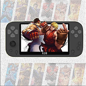 Joseky X20 Handheld Game Console - Support External Handles and Built-in 1000+ Classic Games, Two-Player Mode TV HD Output 5.1-inch Large-Screen Multi-Function Game Console (Black)