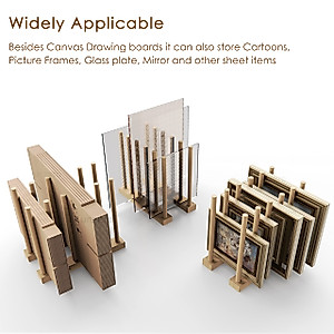 UNZERO Art Storage Rack, Art Drying Rack, Wood Storage Stand for Canvas Boards, Panel, Frame, Drawing Board, Printed Matter, Paper Pad, Backing Plate (8.3" D x 15" W x 13.7" H)