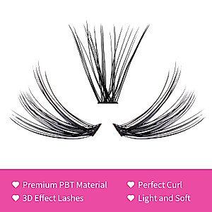 Fadlash DIY Lash Cluster individual Eyeslash Extension Volume Lash Clusters Thick Band Wispy Natural Eyelash Extension,Large Tray (40D-0.07-D, 8-16mm)