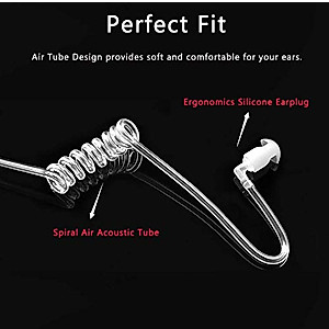 SAMCOM Two Way Radio Earpiece with Clear Acoustic Tube Walkie Talkie 2 Pin Security Headset with Mic Radios