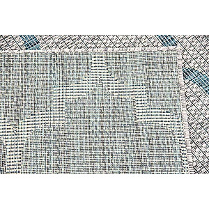 Unique Loom Outdoor Trellis Collection Area Rug (7' 1" x 10' Rectangle, Gray/ Ivory)