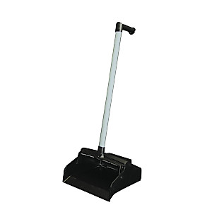 Impact 2602 Black Plastic Lobby Dust Pan with "L" Grip PVC Handle, 32" Height x 12" Width x 11" Depth