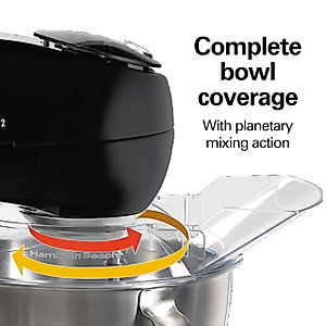 Hamilton Beach All-Metal 12-Speed Electric Stand Mixer, Tilt-Head, 4.5 Quarts, Pouring Shield, Licorice (63227)