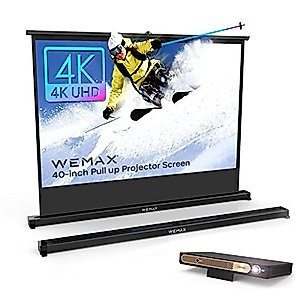 WEMAX Go Advanced Portable Laser Projector and 40 inch Portable Projector Screen