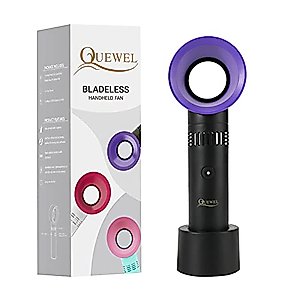 QUEWEL Eyelash Fan for Lash Extension Bladeless Fan Handheld Lash Extension Fan Dryer Mini Fan Air Conditioning Blower Eyelash Extension Supplies Drying Lash Glue (Purple)