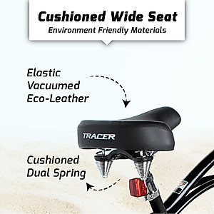 Tracer Bora Lightweight Beach Cruiser Bike for Adult, 26 Inch Wheels, Featuring Steel Step Over or Step Through Hi Ten Steel Frame, 1 Speed, Coaster Brake, Hybrid (Male, Black)