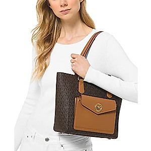 Michael Kors Joe Jet Set Medium Top Zip Brown MK Signature Tote Bag
