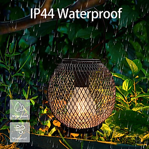 pearlstar Solar Lanterns Outdoor Hanging 2Pack Black Solar Table Lamp with Edison Bulbs for Camping Yard Patio Garden Decoration, Waterproof Hanging Lights (Black)