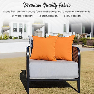 RSH DECOR: Sunbrella Lumbar & Square Pillows Set of 4 | 20" x 12" & 17" x 17" | Water and Fade-Resistant Performance Fabric | Outdoor Throw Pillows for Patio Furniture | Astoria Sunset