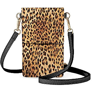ZFRXIGN Leopard Print Crossbody Cellphone Purse for Women Men Touchscreen Phone Bag with Credit Card Holder Clutch Shoulder Satchel Trendy Cheetah