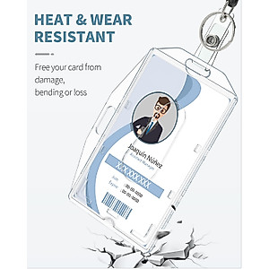 Pawfly 5 Pack Vertical and Horizontal 1-Card Badge Holder with Thumb Slot Single Card Hard Transparent PC Case Protector for Office School ID Credit Card Driver’s License and Pass