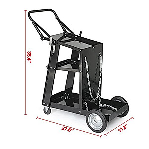 Mallofusa Welder Welding Cart W/Casters Plasma Cutter MIG TIG ARC Universal Storage Bench for Tanks, Heavy Duty, Black