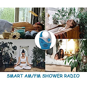 Shower Radio, Bathroom Radio AM FM, Waterproof Hanging Shower Radio Adjustable Volume