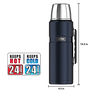 THERMOS Stainless King Vacuum-Insulated Beverage Bottle, 68 Ounce, Midnight Blue