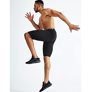 NELEUS Men's 3 Pack Compression Shorts with Pockets Dry Fit Yoga Running Shorts,6063,Black/Black/Black,3XL