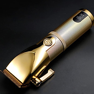 BR Barbers Hair Clippers Gold for Men Full Metal Cordless Close Cutting T-Blade Trimmer with LED Display Professional Barbershop Barber Clipper Set Shaver Trimmer Razor Kit