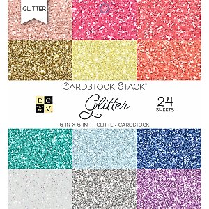 DCWV Card Stock 6X6 Glitter Stack, 24 Sheets