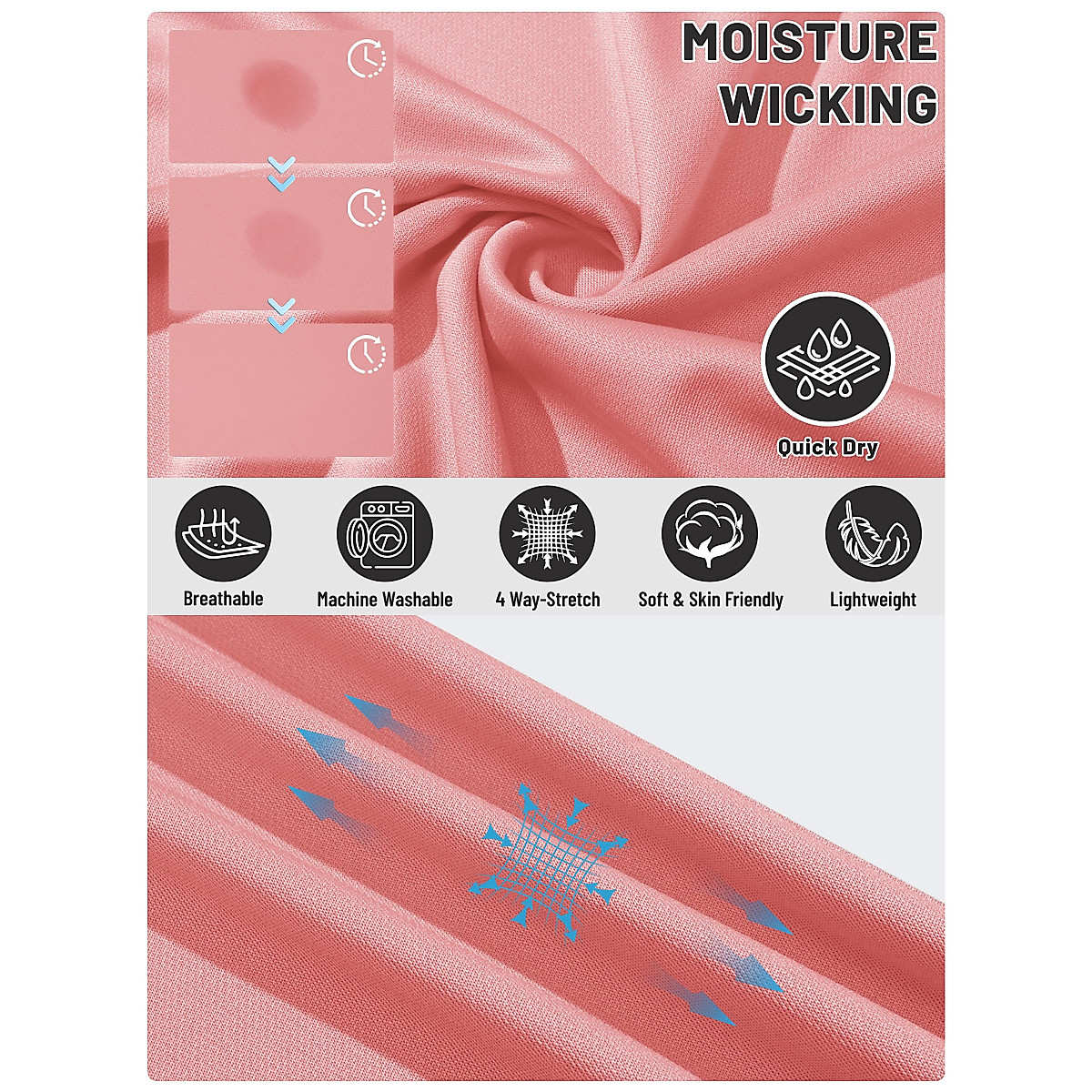 TACVASEN Mens Golf Shirts Long Sleeve Mens Polo Shirts Athletic Polo Shirt for Men Dry Fit Long Polo for Men Quick Dry Polo Shirts for Men Grey Pink