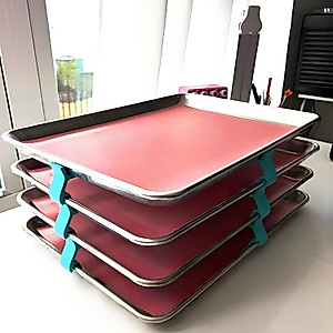 16Pcs Baking Sheet Stackers, Baking Sheet Stacking Clips, Universal Baking Sheet Pan Stackers, Layered Tray Holder Stackers, Stacking Cookie Tray Clips, for Restaurants, Kitchen (Black*16pcs)