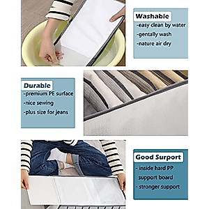 2 Packs Wardrobe Clothes Organizer with Upgraded PP Support Board | Foldable 7-Grid Closet Drawer Divider Organizers | Washable Clothes Storage Organizer for Jeans, Pants, T-shirts, Leggings (Gray)