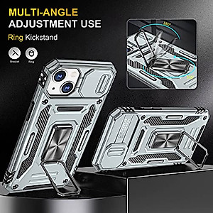 SEFING Phone Case for iPhone 13 Mini Case iPhone 13 Mini Phone Case with Kickstand Ring Holder, with Camera Cover, with Magnetic Car Mount Function, for iPhone 13 Mini (Grey)