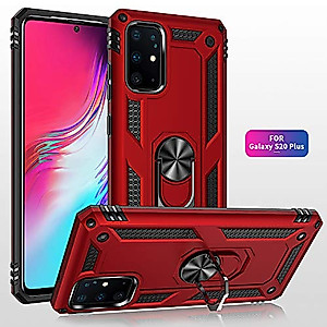 Military Grade Drop Impact for Samsung Galaxy S20 Plus Case,Galaxy S20+ Case 360 Metal Rotating Ring Kickstand Holder Magnetic Car Mount Armor Heavy Duty Cover Galaxy S20 Plus Phone Cas (Black)