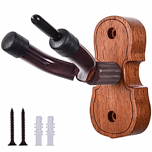 Violin Wall Mount Violin Hanger Mahogany Violin Viola Stand with Bow Hook