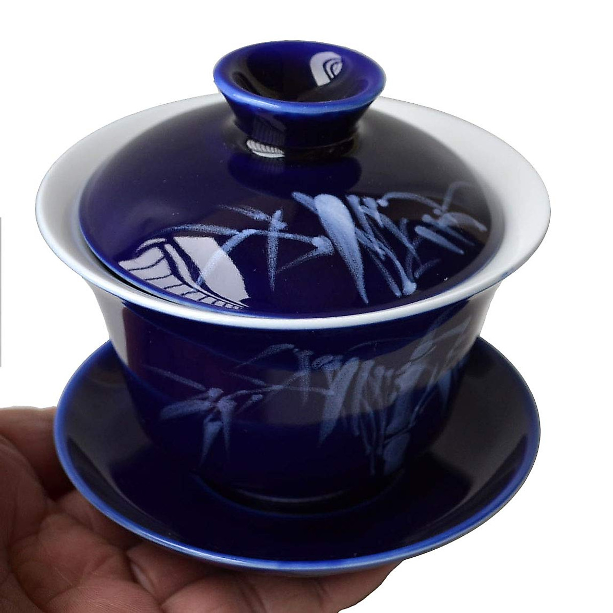 Gaiwan 5oz/150ml Blue White Porcelain teacup Sancai Tea Cup Set beauty pattern Lid(pure leaf)