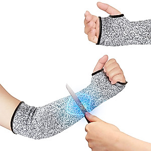 IMENORY Cut Resistant Sleeves, Arm Protectors for Thin Skin and Bruising, Upgrade Work Cooking Gardening Forearm Sleeves with Thumb Hole Arm Guards for Men Women Garden Kitchen Yard Work 1 Pair