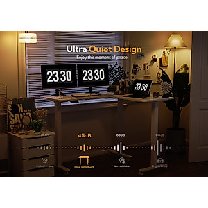 Claiks Triple Motor L Shaped Standing Desk, 63 x 55 inch Corner Stand Up Desk, Adjustable Height Desk with Splice Board, White Frame/White Top