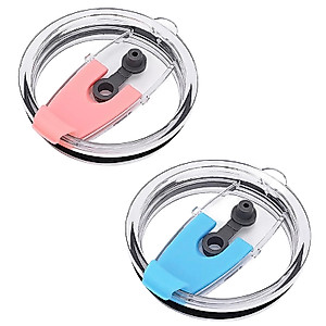 PIVHWIR 2 Pcs Replacement Tumbler Lids, Cover Replacemen Spill-proof Splash Resistant Travel Mug Lid Fits for Inner diameter 3.15 INCH Yeti Rambler, Ozark Trail, Old Rtic（Blue+Pink）（20 OZ）