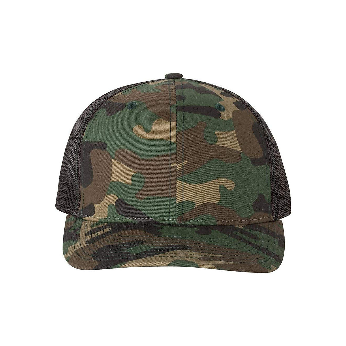 Richardson Patterned Snapback Trucker Cap Adjustable Army Camo/ Black